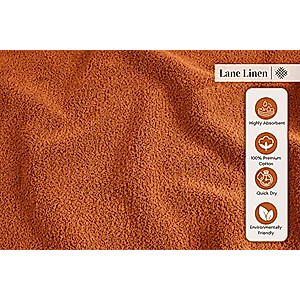 LANE LINEN 100% Cotton Bath Towels Set of 10, 2 Large Bathroom Towels, 4 Soft Hand Towels for Bathroom, 4 Wash Towels, Large Gym Shower Towels Hotel Quality, Absorbent Towels Quick Dry - Tiger Lily