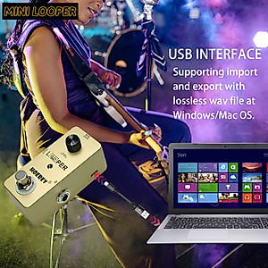 HOEREV Guitar Mini Loop Effector Looper Samplers Effects Tuner For Electric Acoustic Guitar Bass Pedals 9 Loops Stations, Color Gold