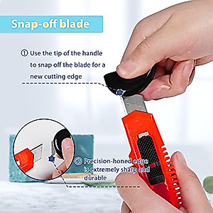 MANUFORE 18mm Snap-Off Knife Retractable Utility Knife Box Cutter Knife for Cutting Paper, Carpet, Cardboard(3 Pack)
