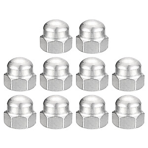 uxcell 3/8-16 Acorn Cap Nuts,10pcs - 304 Stainless Steel Hardware Nuts, Acorn Hex Cap Dome Head Nuts for Fasteners (Silver)