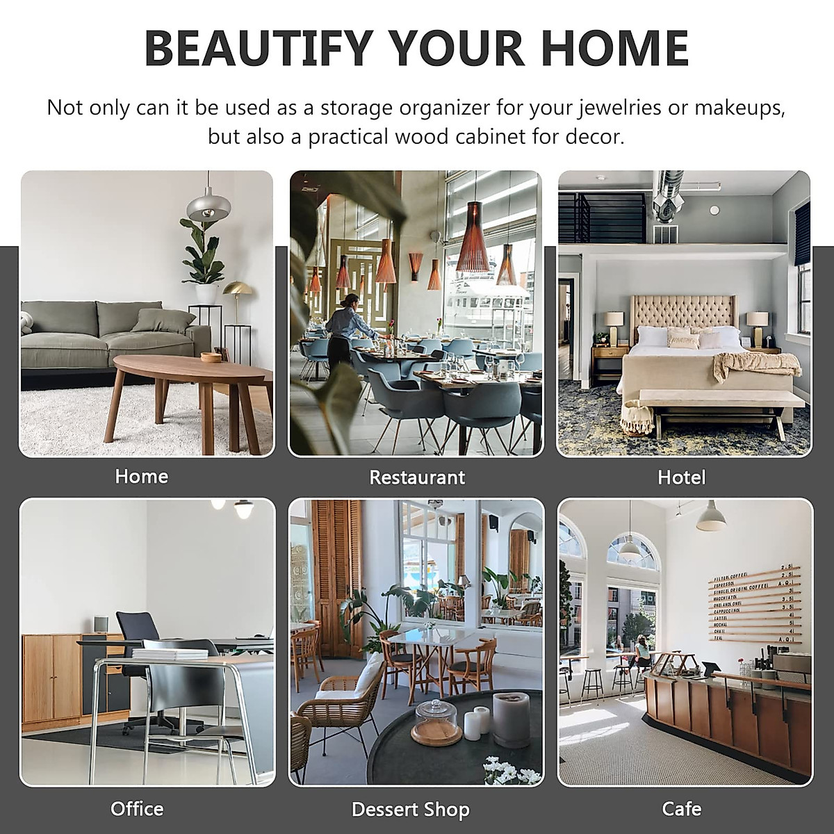 Zerodeko Cabinet Dresser Covered Makeup Organizer Makeup Vanity Desk Dresser Makeup Organizer Desk Storage Drawer Apothecary Cosmetic Holder Rustic Wood Storage Box Dressing Table