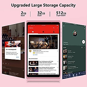 Tablet Android 12 Tablets 8 inch, WiFi 6 Tablet Computer 2GB RAM 32GB ROM, 1280x800 IPS Touch Screen, 2+8MP Dual Camera, 4300mAh Battery, Google GMS Certified Tablet PC, Pink