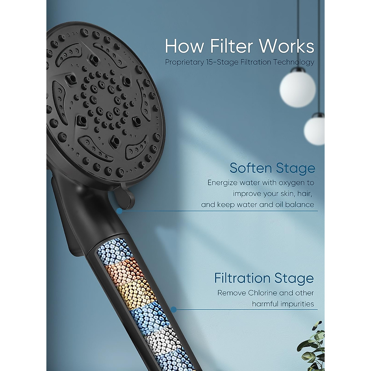 Cobbe Mattle Black Shower Faucet Set with Valve, Shower Valve with 7-Spray Filtered Black Shower Head with Handle Set, Shower System with Rain Shower and Handled, Trim Kit(Valve Included)