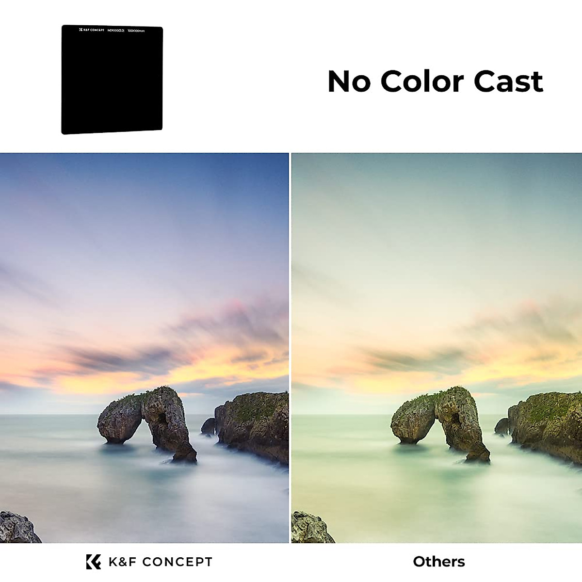 K&F Concept 100 x 100mm ND1000 (10 Stop) Square Filter Ultra Slim HD 28 Multi-Layer Coatings Neutral Density Import AGC Optical Glass with Filter Bag