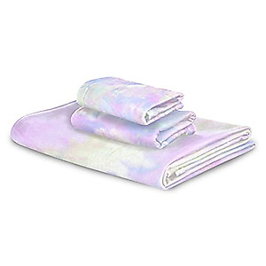 ALAZA Swirl Rainbow Tie-Dye Pastel Blot Print Towel Bathroom Sets 3 Piece Bath Towel Sets1 Bath Towel 1 Hand Towel 1 Washcloth Soft Luxury Absorbent Decorative Towels for Beach Gym Spa