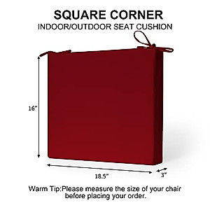 LOVTEX Outdoor Chair Cushions 18.5"x16"x3" Pack of 4, Patio Cushions for Outdoor Furniture, Water Resistant Square Corner Seat Cushions, Dark Red