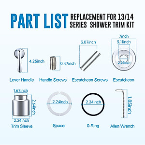 Replacement for Delta Classic 13 Series Single-Function Trim Kit, T13020 Chrome Shower Handle, Fit Delta Shower Valve R10000 Series (Cartridge Not Included)