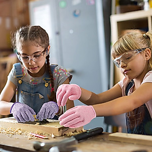 4 Pairs Kids Cut Resistant Gloves Level 5 Safe Gloves Protection for Kitchen Garden, Oyster Shucking, Crafts, DIY (Small)