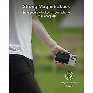 ESR MagSafe Battery Pack (HaloLock), 10,000mAh MagSafe Power Bank with USB-C Cable, Kickstand Magnetic Wireless Power Bank for iPhone 14/13/12, MagSafe Portable Charger, MagSafe Accessories, Black