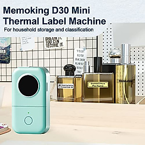 Memoking Label Makers D30 Bluetooth Thermal Label Maker Machine, Smart Mini Label Printer, Super Easy-to-Use Labeler with Label x 5, Compatible with iOS & Android for Home Storage, Green