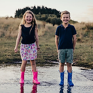 HISEA Kids Rain Boots for Toddler Boys Girls, Waterproof Rubber Boots with Easy-On Handles, Seamless PVC Rainboots Lightweight Mud Shoes for Water Beach Outdoor Playing, Size 6T Red