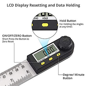 COLFULINE Digital Level Protractor 8 Inch, Angle Finder 360° Measuring Range,Plastic Angle Finder Ruler LCD Display for Woodworking, Construction, Repairing
