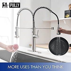 Fapully Touchless Kitchen Faucet with Pull Down Sprayer,Sensor Commercial Pull-Down Single Handle Kitchen Sink Faucet Brushed Nickel