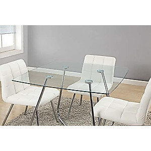 Atlin Designs Glass Top Dining Table in Silver Chrome