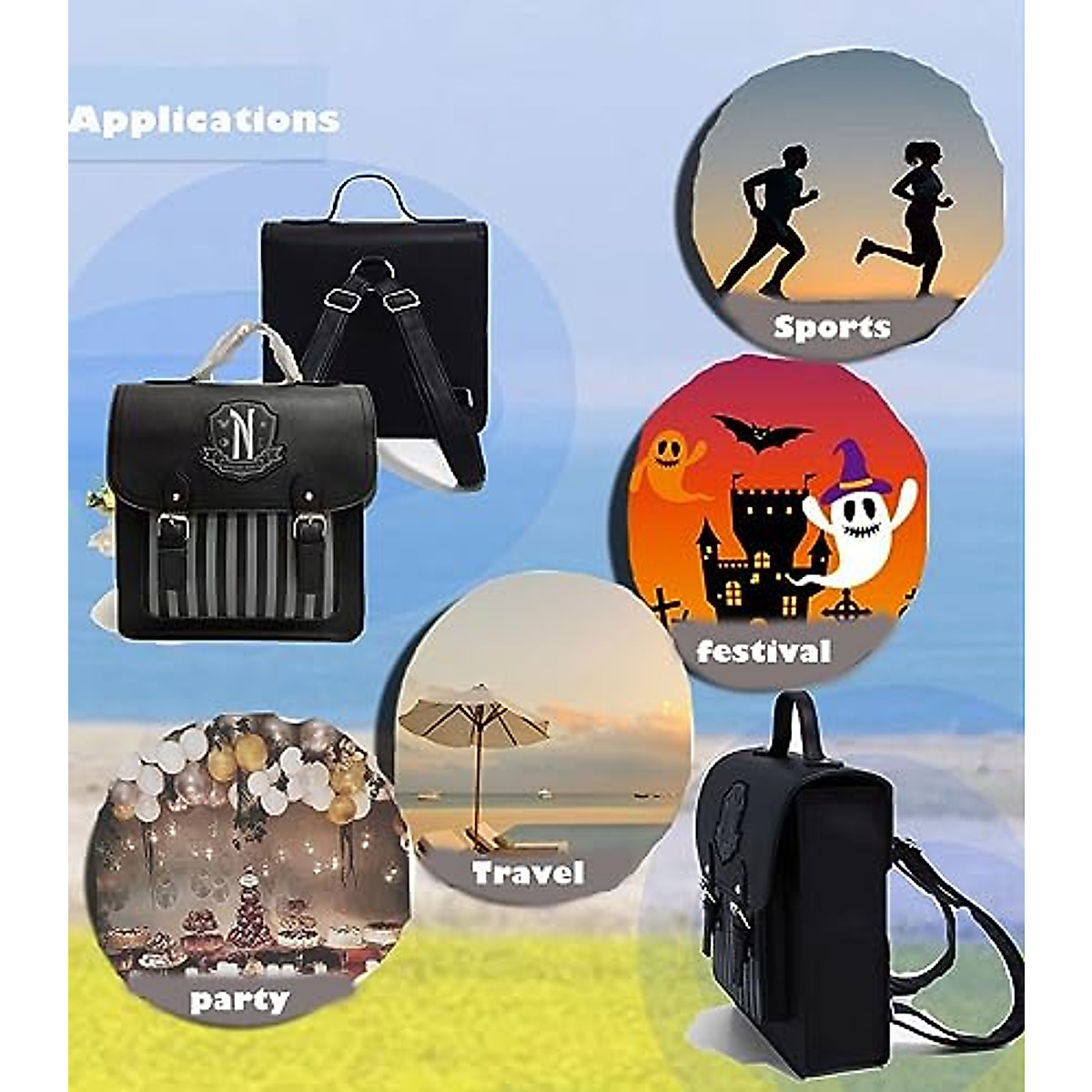 SOBOUR Wednesday Addams Backpack Vintage Leather Nevermore Academy Backpack PU Wednesday Nevermore Bag Y2K Travel Backpack