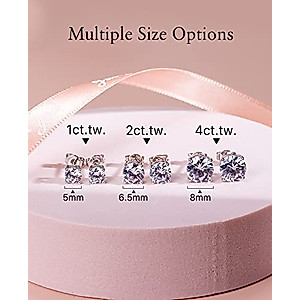 Moissanite Stud Earrings for Women Men Girls, FCINOS 18K White Gold Plated S925 Sterling Silver 1CT D Color VVS1 Clarity Round Cut Lab Created Diamond Earrings Birthday Christmas Gift