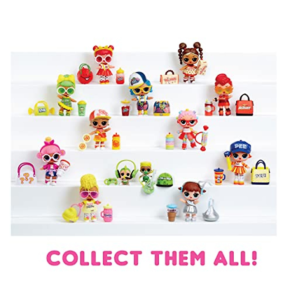 LOL Surprise Loves Mini Sweets Dolls 4-Pack #1 Jolly Rancher, Hot Tamales, Hershey’s Chocolate, Chupa Chups, w/ 32 Surprises, Candy Theme, Accessories, Collectible Doll, Paper Packaging