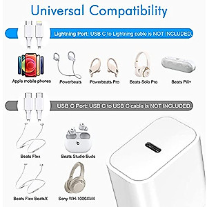 USB-C Beats Earbuds Power Adapter - for Beats Powerbeats Pro, Beats Studio Buds, Beats Flex, Beats Fit Pro (x Kim Kardashian) New Beats Accessories Type C Wall Charger Charging Block(White)