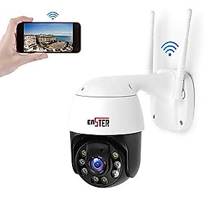 ENSTER Outdoor Security Camera, 360° Panoramic PTZ WiFi Camera, Metal Ball Type, 1080P Color Night Vision, Two-Way Audio, Convenient Connection Settings, Suitable for Home