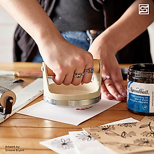 Speedball Block Printing Baren - Comfortable Wooden Handle, Made in the USA - 4 Inches