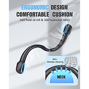 Bladeless Neck Fan, Portable Fan Rechargeable, Personal Fan, Hands Free Around the Neck Fan, 3 Speeds 4000mAh Battery Operated Wearable Cooling USB Hanging Neck Fan for Office, Travel, Outdoor