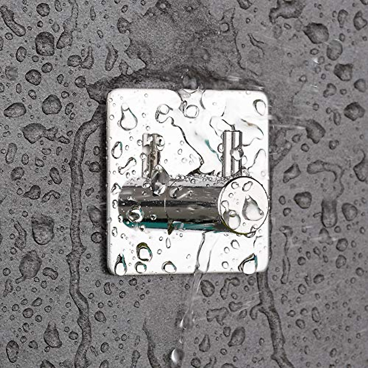 Bylion 4 Pack Silver Adhesive Wall Hooks, Adhesive Chrome Hooks Bathroom Towel Hooks Chrome SUS 304 Stainless Steel Wall Hooks, Heavy Duty Waterproof Hooks, Robe Hooks for Bathroom Kitchen Bedroom