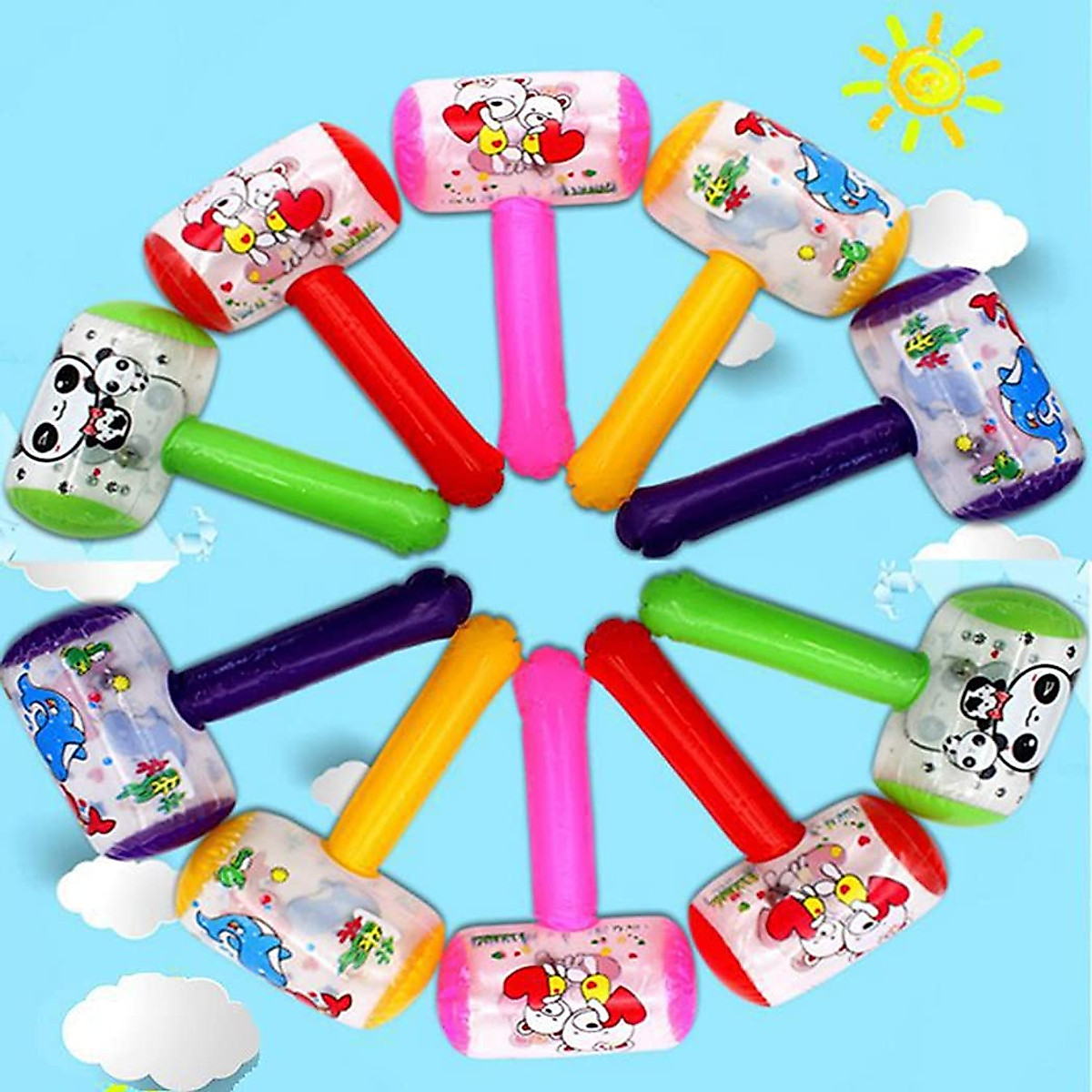 Dzrige Inflatable Cartoon Hammer with Sound Bell Handle Hammer Funny Toys for Kids (Random Color)