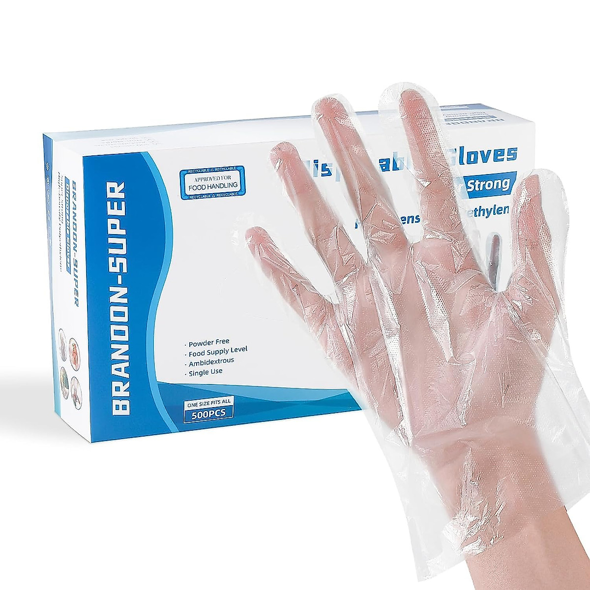 Disposable Food Prep Gloves - 500 Piece Plastic Food Safe Disposable Gloves, Food Handling, One Size Fits Most (500 PCS）