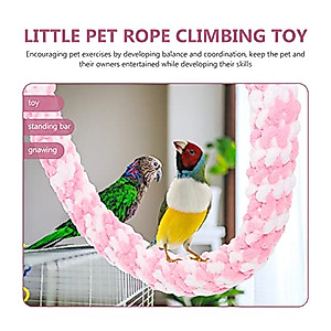 PATKAW Hamster Hanging Toy Rat Toys Bird Rope Perch Swing Toy for Cage Accessories Climbing Exercising Pink White