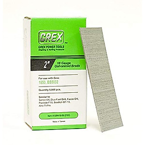 Grex GBN18-50 (F50) 2 In. 18 Ga. Brad Nails, Galvanized, 5M