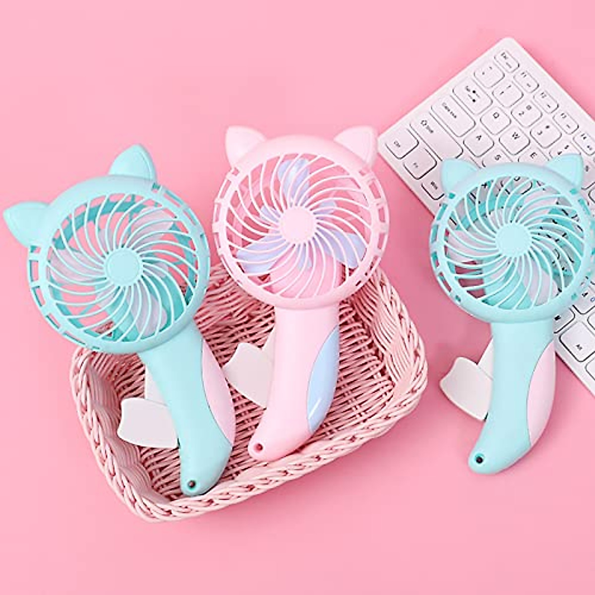 Portable Handheld Mini Fan for Girls, USB Charging Shell Shape Manual Cooling Fan Air Blower for Summer Random Color 1