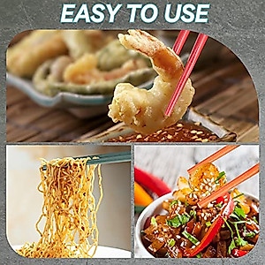 Chopsticks,LIANGKEN 5 Pairs Dishwasher Safe Fiberglass Chopsticks Set,9.5 Inch Reusable Japanese Chinese Chopsticks , Non-Slip, Easy to Use (colorful ) (9.5 inch, color)