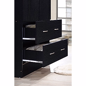 HODEDAH IMPORT Two Door Wardrobe, with Two Drawers, and Hanging Rod, Black