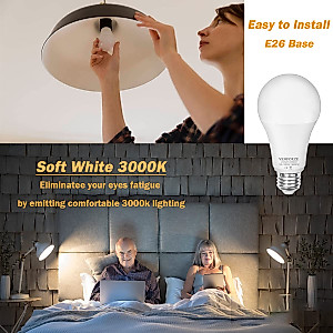 Venforze Bright Light Bulb,150w-200w Equivalent 2500LM E26 Led Bulb 23W Soft White 3000K A21 Led Light Bulb Non-Dimmable 6-Pack