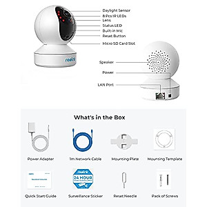 REOLINK Wireless Security Camera, E1 3MP HD Plug-in Indoor WiFi Camera for Home Security/Baby Monitor/Pets, Smart Detection, Local Storage, Pan Tilt, Night Vision, Works with Alexa/Google Assistant