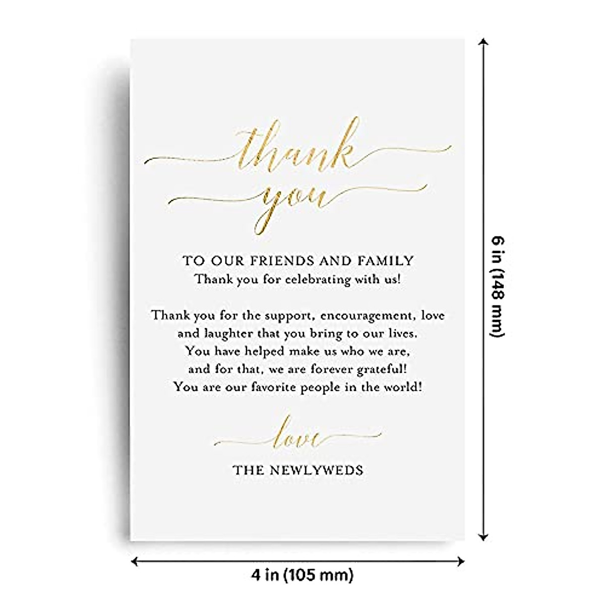Bliss Collections Thank You Place Setting, Gold Foil, Table Place Cards for Weddings, Receptions, Rehearsals, Dinner Parties, Events and Celebrations, 4"x6" (50 Cards)