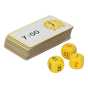 VBESTLIFE Kids, Educational Learning Teaching Clock Toy Gift with 3 Dices 24 Cards Teaching Clocks for Kids Early Development & Activity Toys