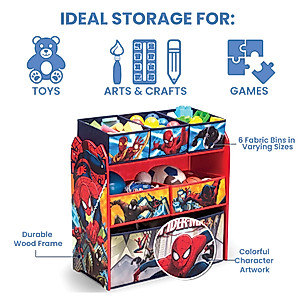 Delta Children Chair Desk with Storage Bin + Design and Store 6 Bin Toy Storage Organizer, Marvel Spider-Man (Bundle)