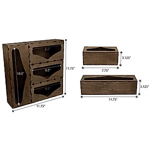 Bozactory Factory Plastic Bag Organizer and Dispenser for Kitchen Drawer, Adhesive sandwich bag organizer Compatible With Ziploc, Solimo, Hefty, Glad, Great Value, and More. (Dark Walnut)