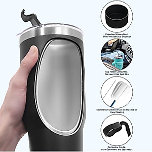 LAOION 40 oz Tumbler with Handle, Stainless Steel Double Wall Vacuum Insulated Leakproof Travel Coffee Mug with Lids and Straws, Thermal Cup with Bottle Cleaning Tools, for Home, Party(Glitter Black)