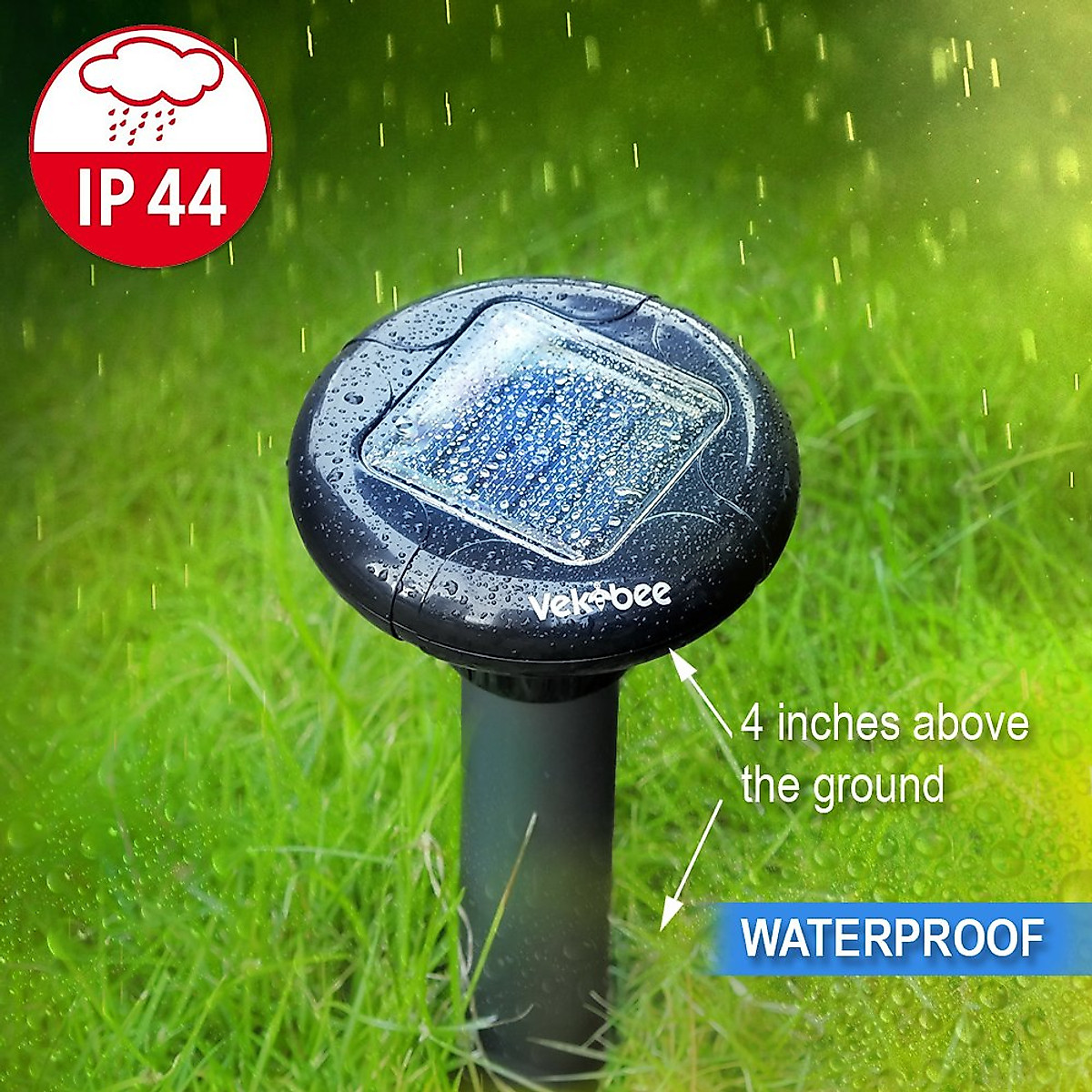 Vekibee Pack of 2 Sonic Mole Repellent Solar Gopher Repellent Ultra Sonic Vole Chaser Mole Sonic Vibrator Spike Keep Moles Away from Yard Lawn