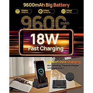 Ulefone Power Armor 16 Pro Rugged Smartphone, 9600mAh Battery, 122dB loudest Speaker, Android 12 4GB+64GB Rugged Phone, 16MP Rear Camera, Built-in Glare Flashlight, 5.93" HD+ Screen, Dual SIM 4G-Black