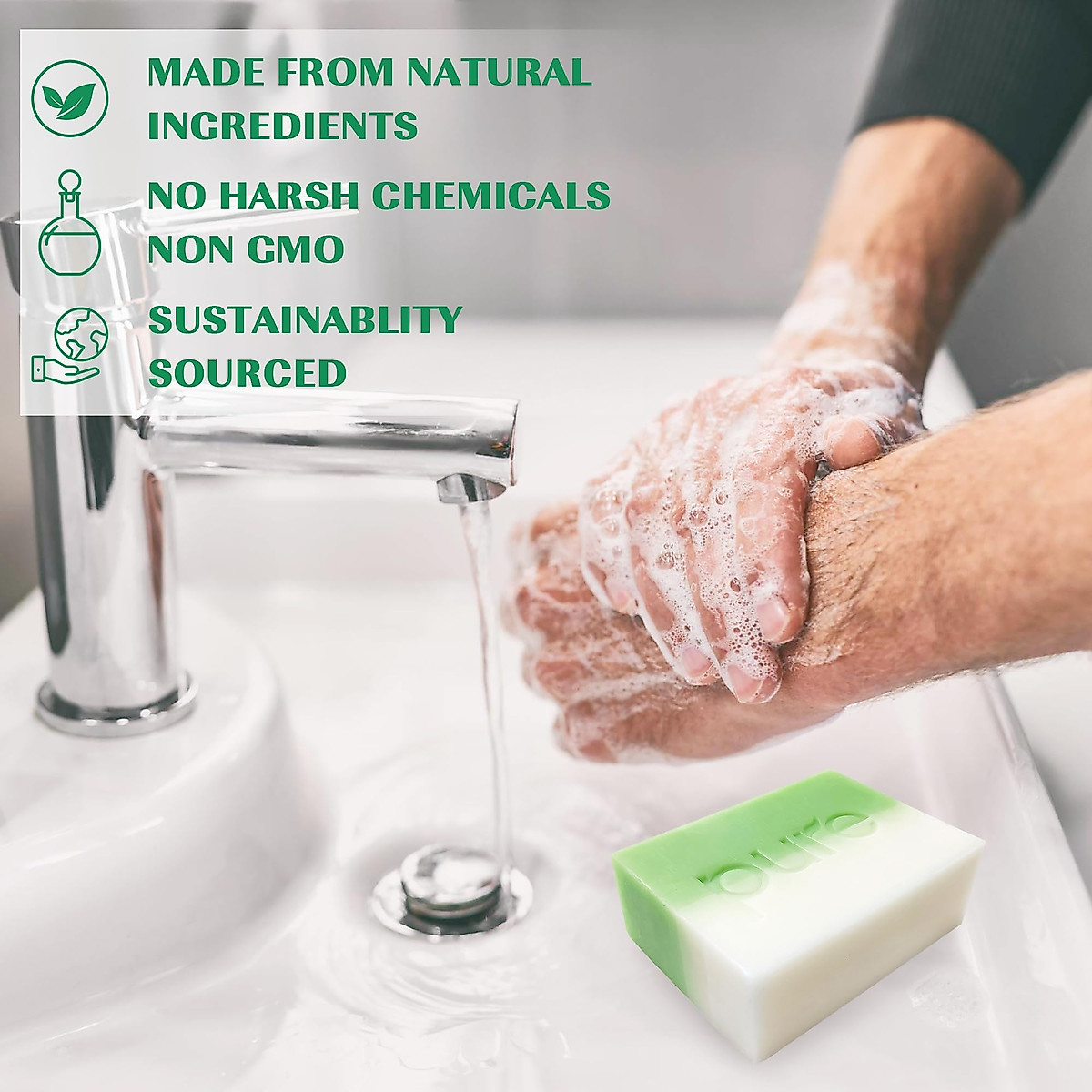 Luxury Triple Milled Mens Gift Set Handmade Soap Bar. Artisan Soap Cold Process Soap Bar! Men Gift Set includes Tea Tree, Cedar, Sandalwood, Charcoal, Spearmint & Pine Tar Soap Natural Bar Soap Set