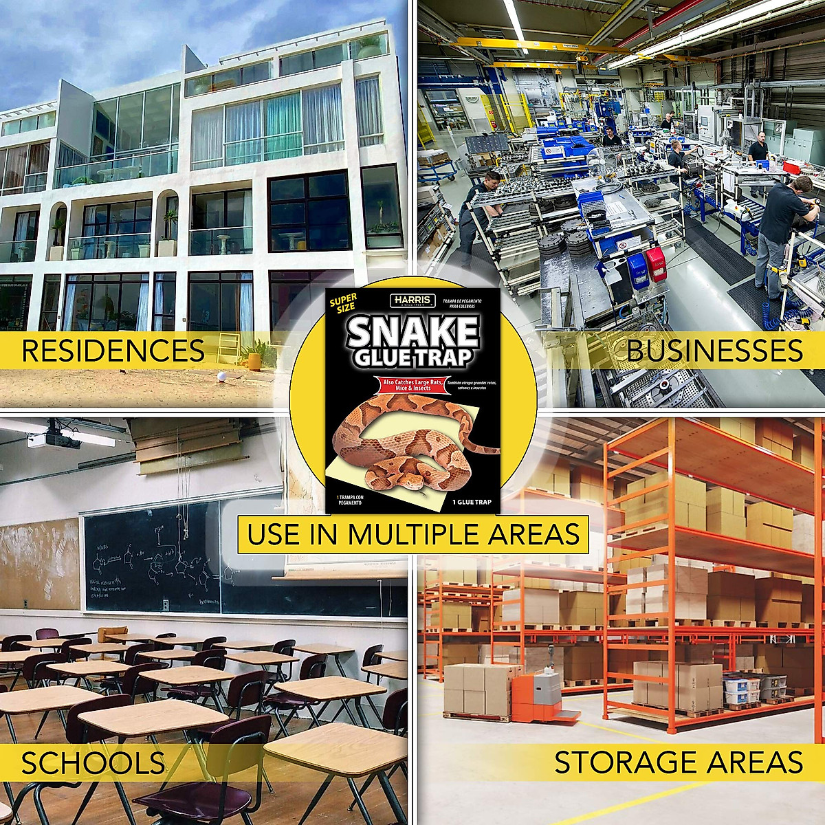 Harris Snake Glue Trap, Super Sized for Snakes, Rats, Mice and Insects (1-Pack)