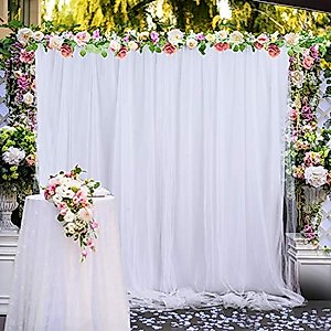 White Tulle Backdrop Curtain for Parties Wedding Baby Shower 3 Layers Sheer White Photo Curtains Backdrop Fabric Drapes Panels Decoration for Photography Bridal Shower 5ft x 7ft