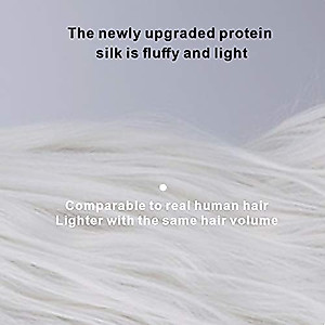 AISI HAIR Long Wavy White Ombre Wigs for Women Middle Part White Ombre Curly Wigs Natural Looking Heat Resistant Fiber Synthetic Wigs for Daily Use
