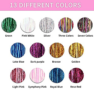 SYGY 13 Colors Tinsel Extensions Kit for Women, Girls - Heat Resistant Glitter Sparkling Shiny Synthetic Strands for Halloween Cosplay