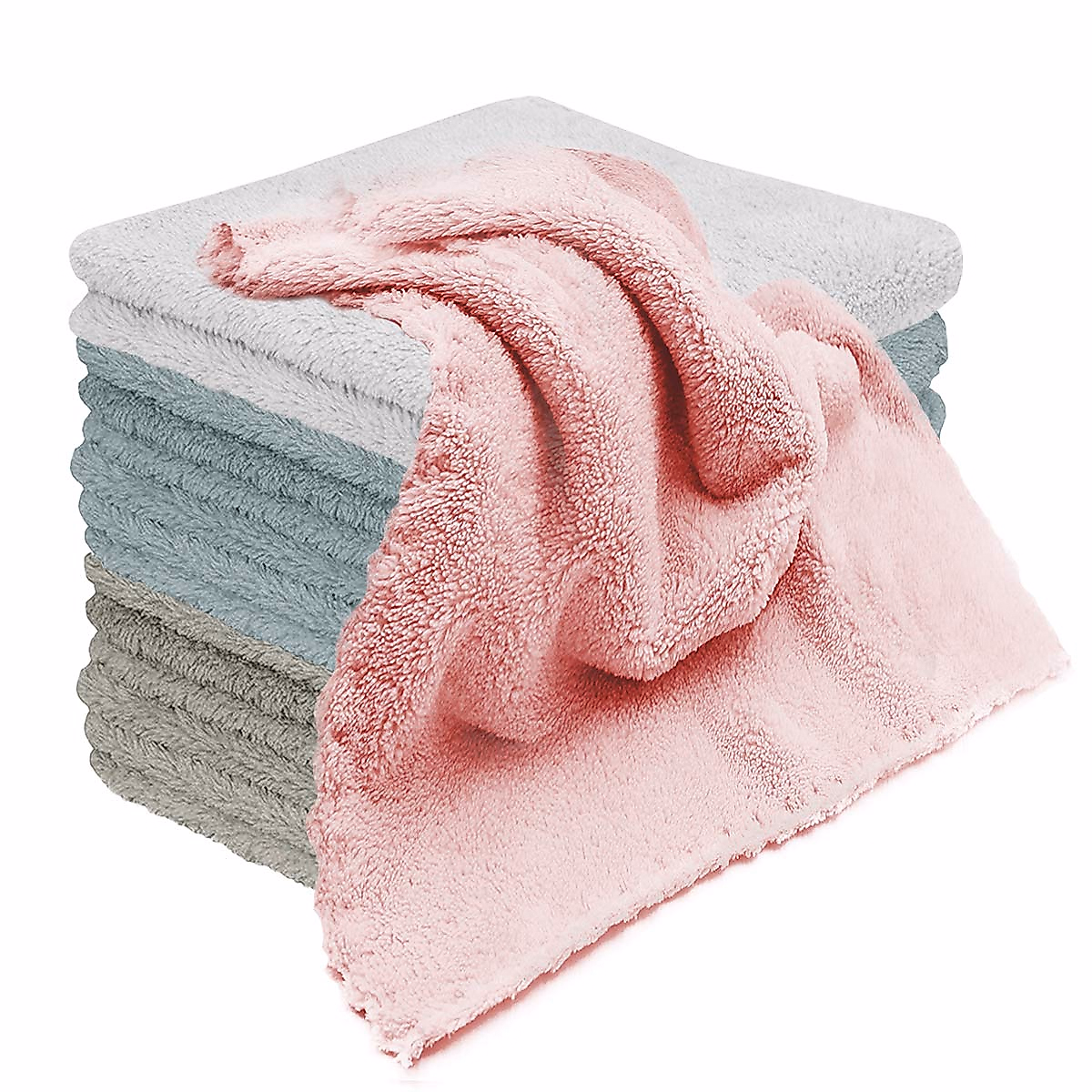 YesTree Kitchen Dish Towel, 8 Packs Super Absorbent Coral Velvet Dish Towels, Double-Sided Premium Drying Towels for Dishes, Bar Towels and Tea Towels, Washable Nonstick Oil Fast Drying