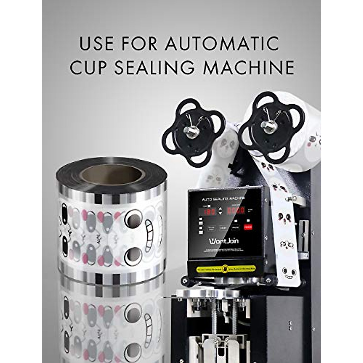 WantJoin Cup Sealing Film Tea Cup Sealing Film Boba Cup Sealer Film 90-105 mm 3000 Cups for PP Plastic and Paper Cups