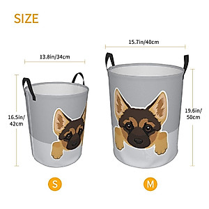 FeHuew German Shepherd Dog Collapsible Laundry Basket with Handle Waterproof Fabric Hamper Laundry Storage Baskets Organizer Large Bins for Dirty Clothes,toys,Bathroom